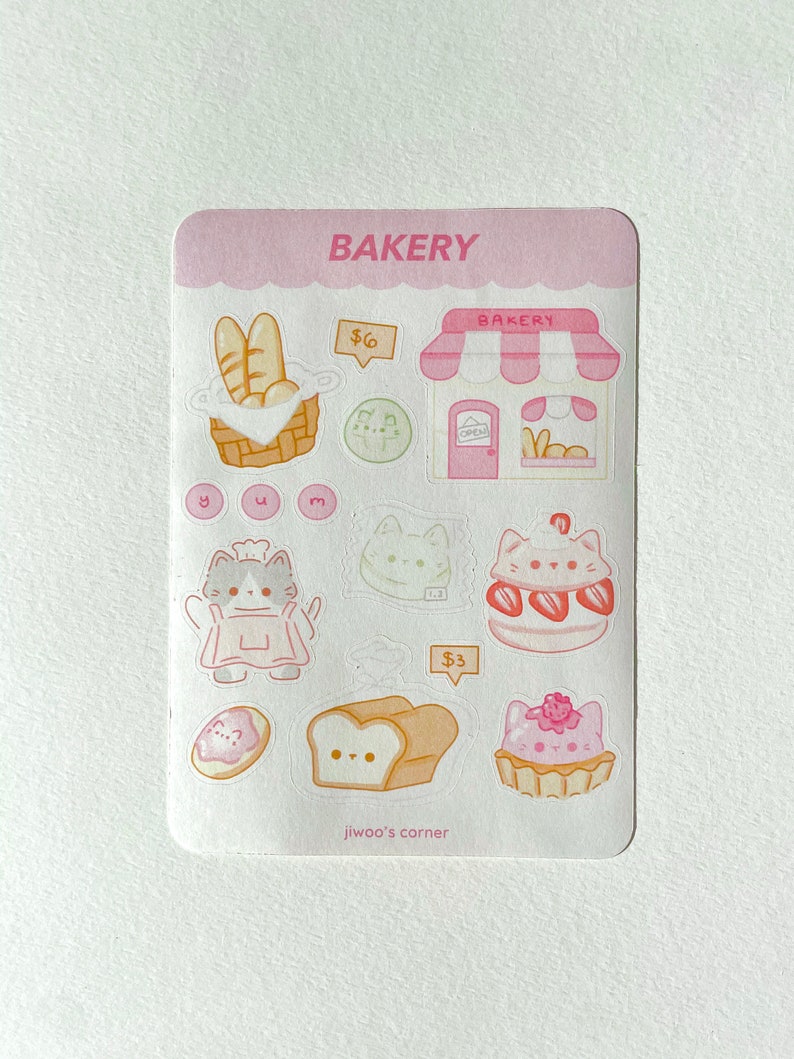 Bakery Cat Sticker Sheet ︳ Bullet Journal, Planner, Food, Cute Stickers ...
