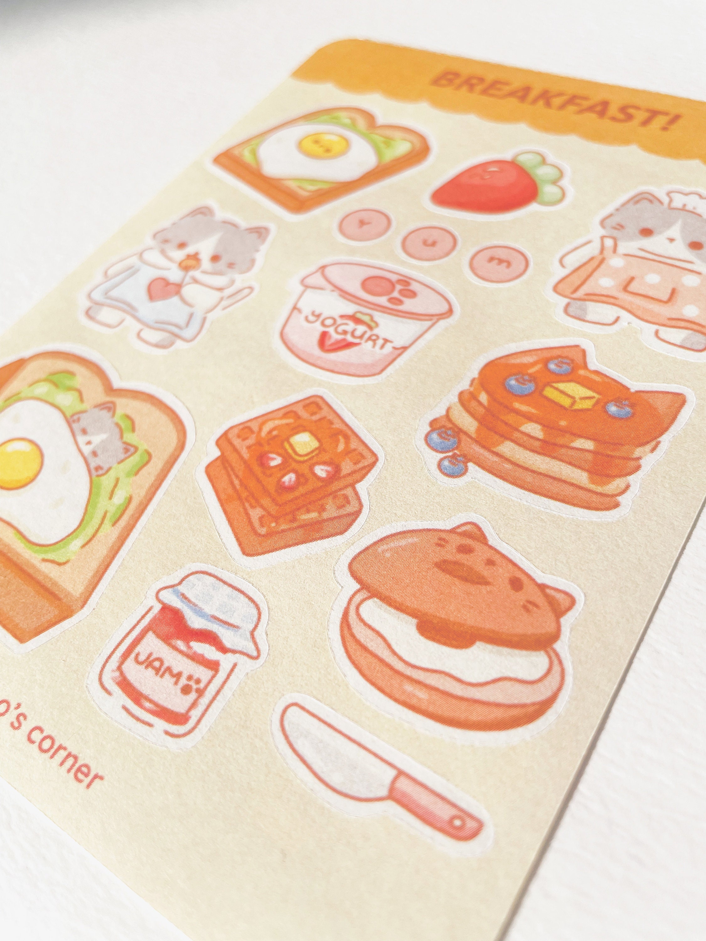 Breakfast Food Cat Sticker Sheet Bullet Journal Planner - Etsy