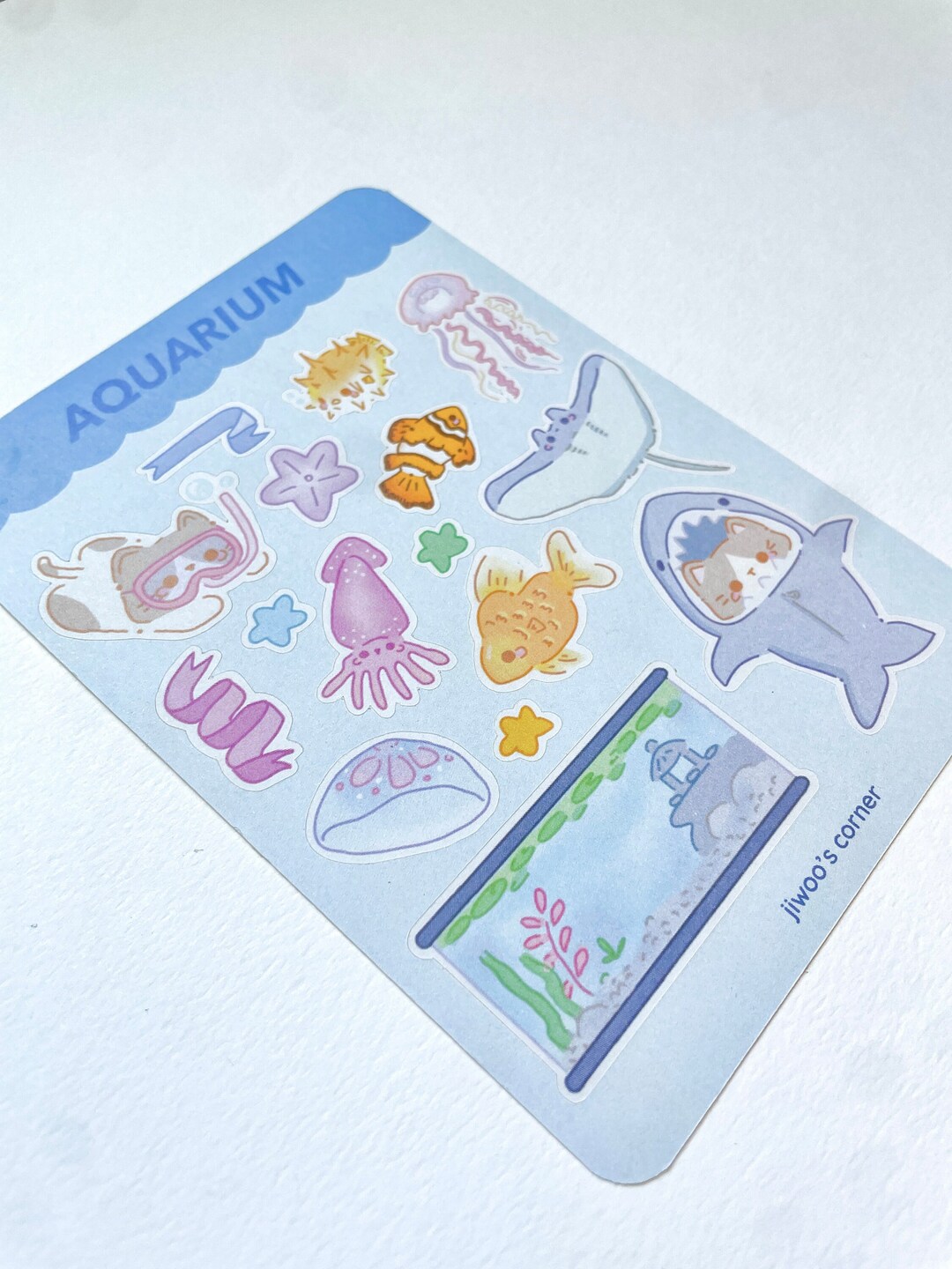 Aquarium Cat Sticker Sheet ︳ Bullet Journal, Planner, Fish, Cute ...