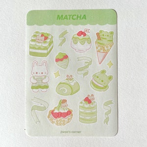Matcha Cat Sticker Sheet ︳ Bullet Journal, Planner, Food, Cute Stickers ...