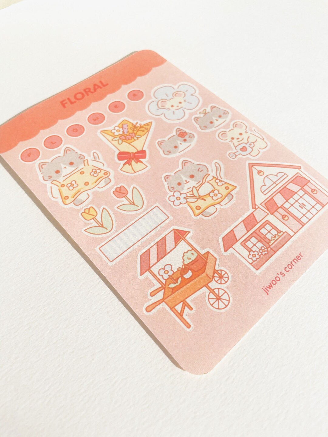 Floral Cat Sticker Sheet Bullet Journal, Planner, Flower, Cute Stickers ...