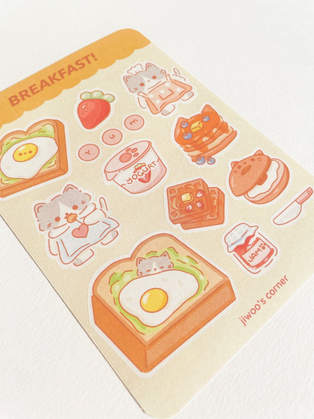 Breakfast Food Cat Sticker Sheet ︳ Bullet Journal, Planner, Food, Cute ...