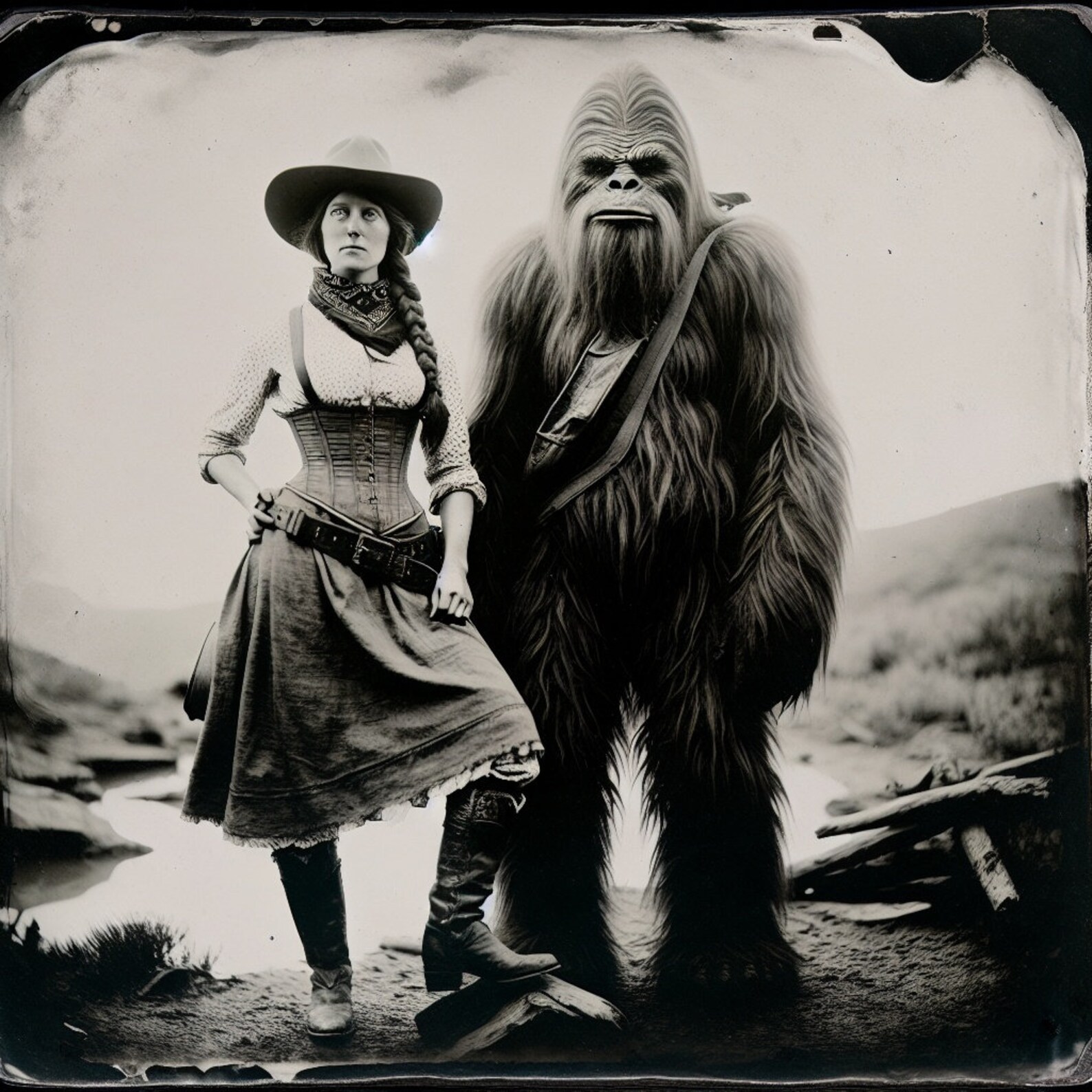 Cowgirl Gunslinger With Bigfoot - Etsy