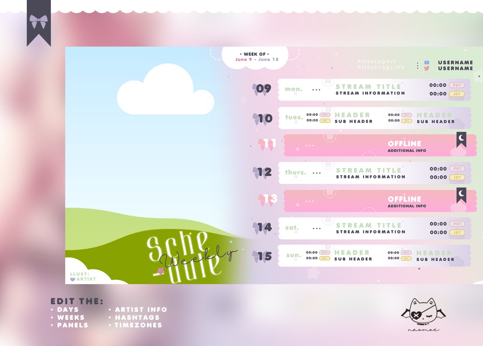 Cute Ribbon Stream Schedule • Vtuber/streamer Schedule • Vtuber Assets ...