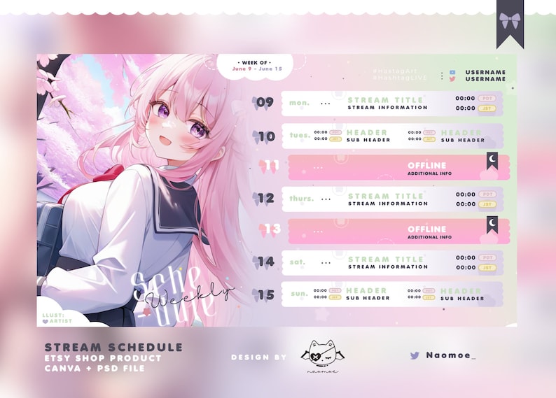 Cute Ribbon Stream Schedule • Vtuber/streamer Schedule • Vtuber Assets ...