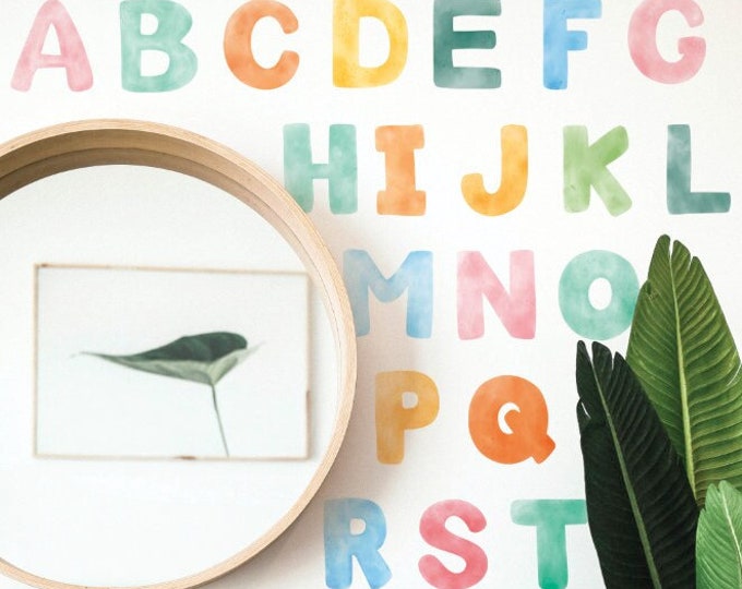Watercolor Rainbow Alphabet Wall Decal Set Upper Case Lower Case ...
