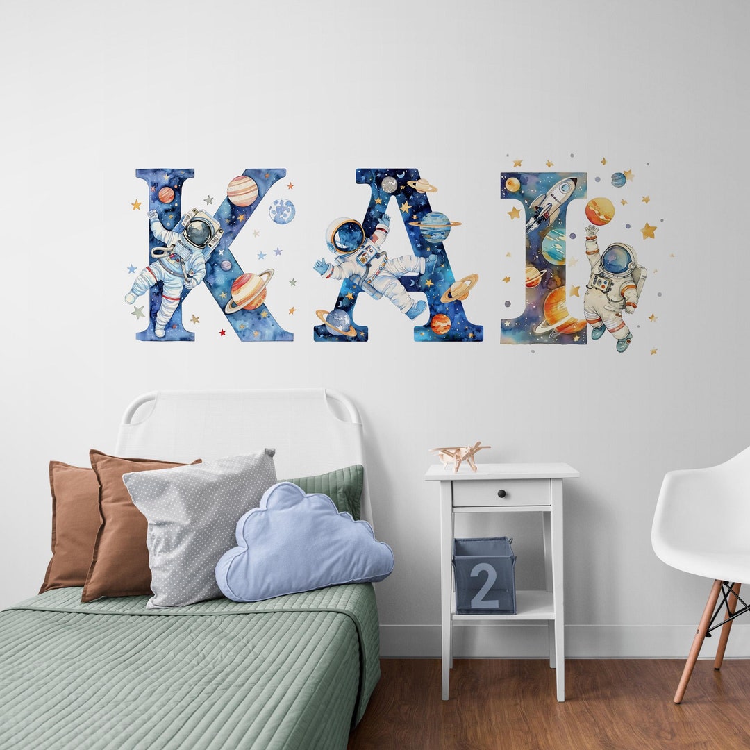 Custom Name Space Wall Decals, Watercolor Solar System *US Orders Ship ...