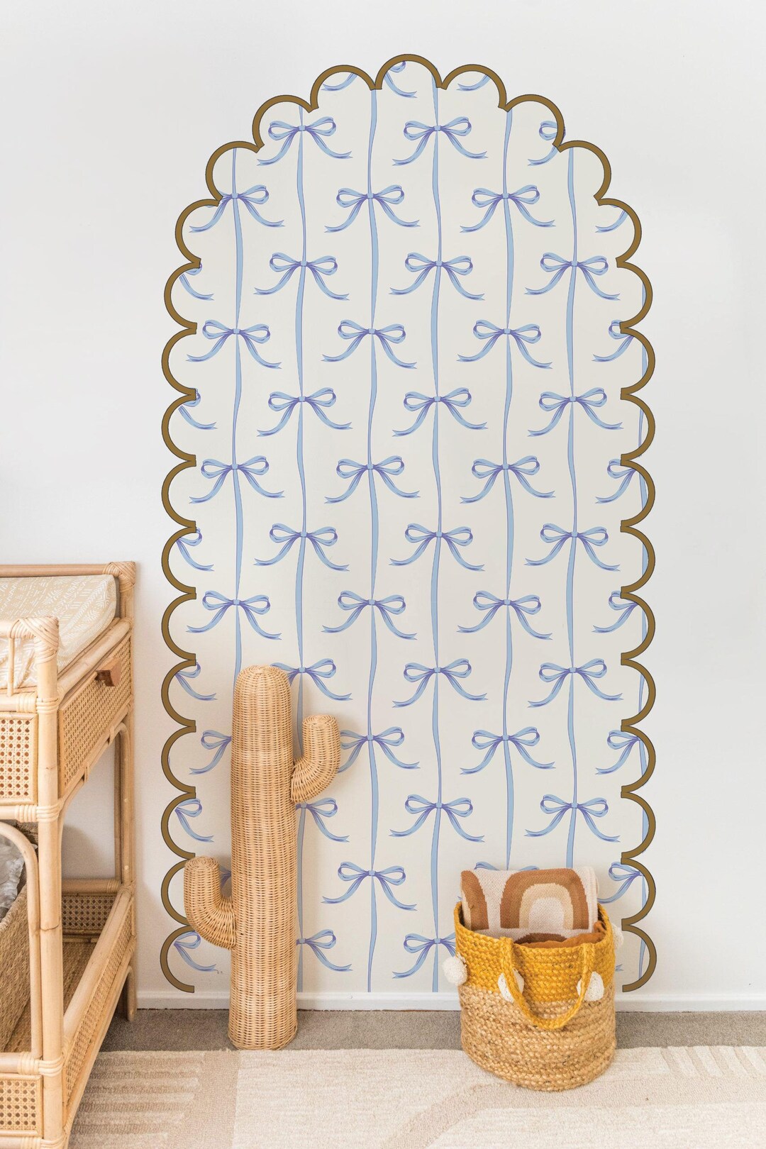 Large Bundle,blue Coquette Ribbons Arch Decal + Scalloped Wall Molding ...