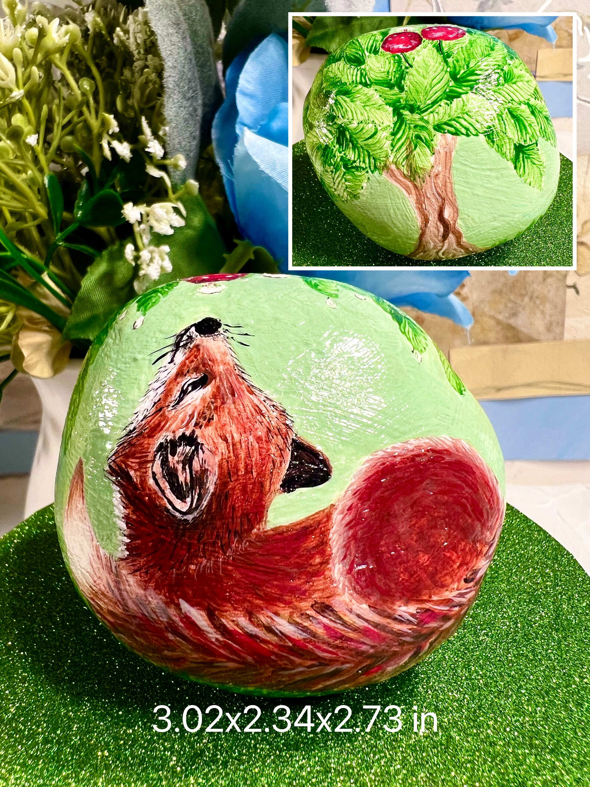 Resting Fox Painted Rock. the Fox is a Symbol of Cleverness and Wisdom ...