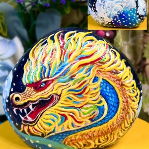 Colorful Dragon Painted Rock - Etsy
