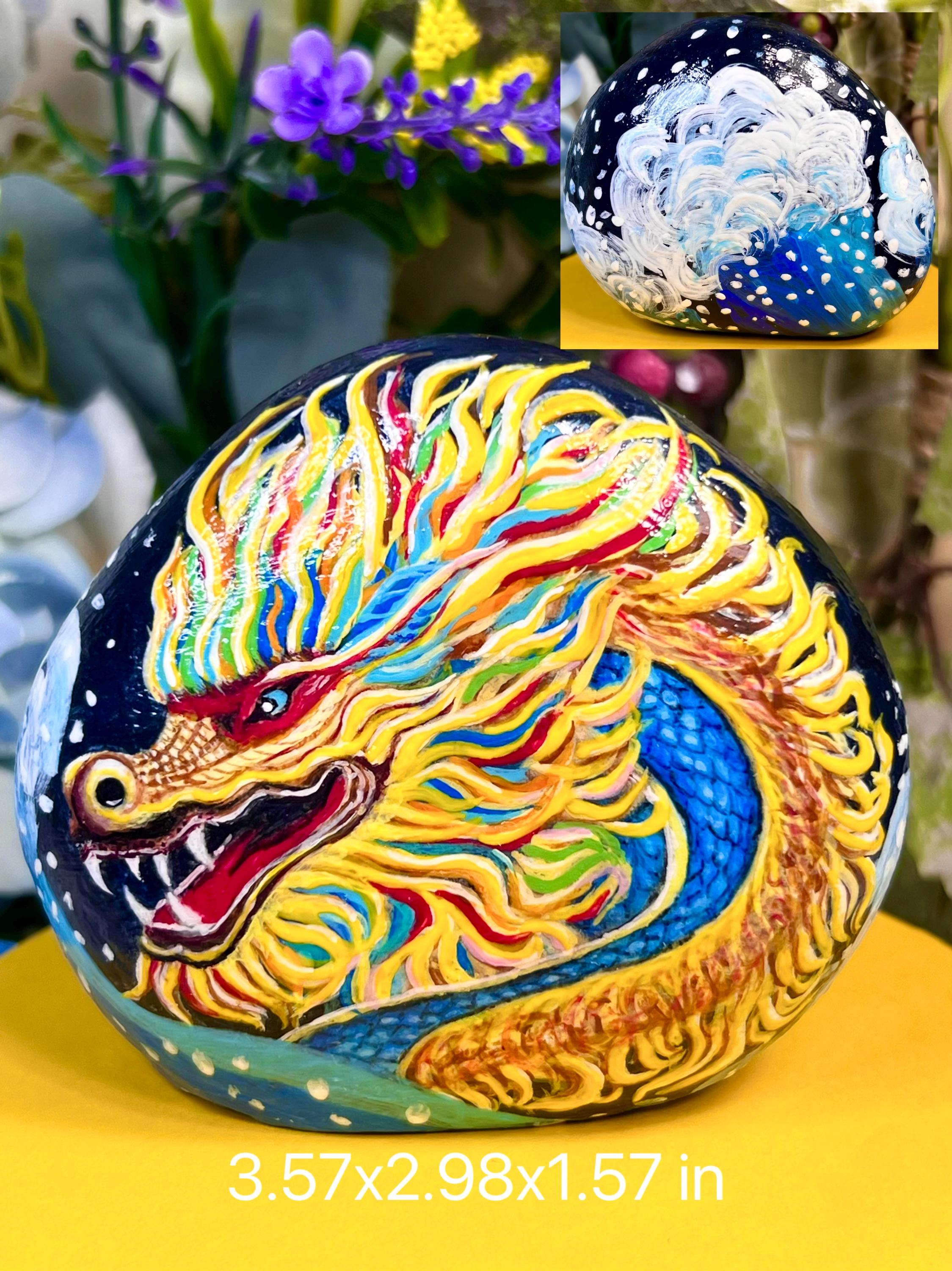 Colorful Dragon Painted Rock - Etsy