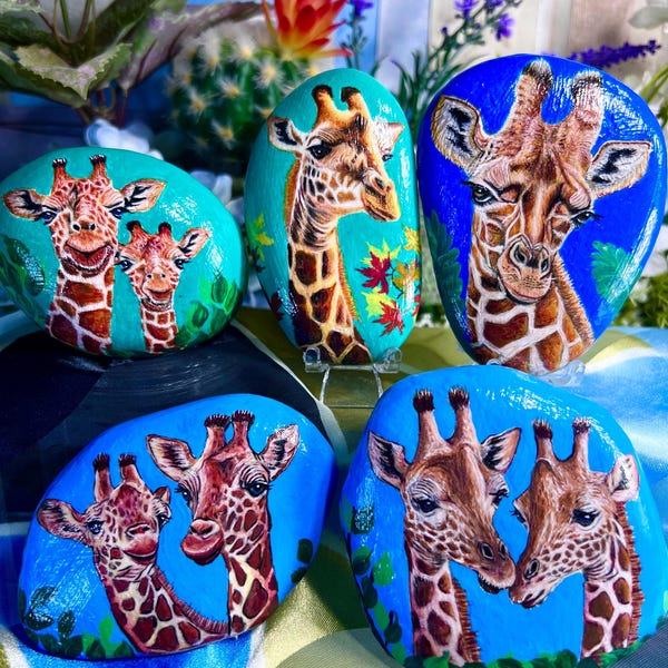 Painted Rock Giraffe - Etsy