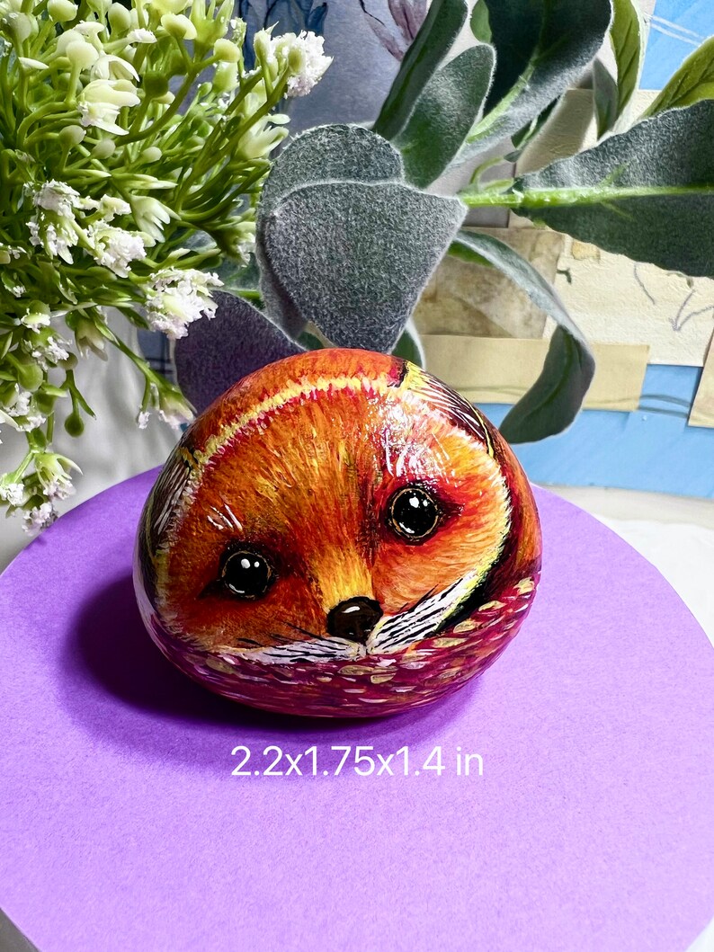 Red Fox Painted Rock. the Fox is a Symbol of Cleverness and Wisdom. - Etsy