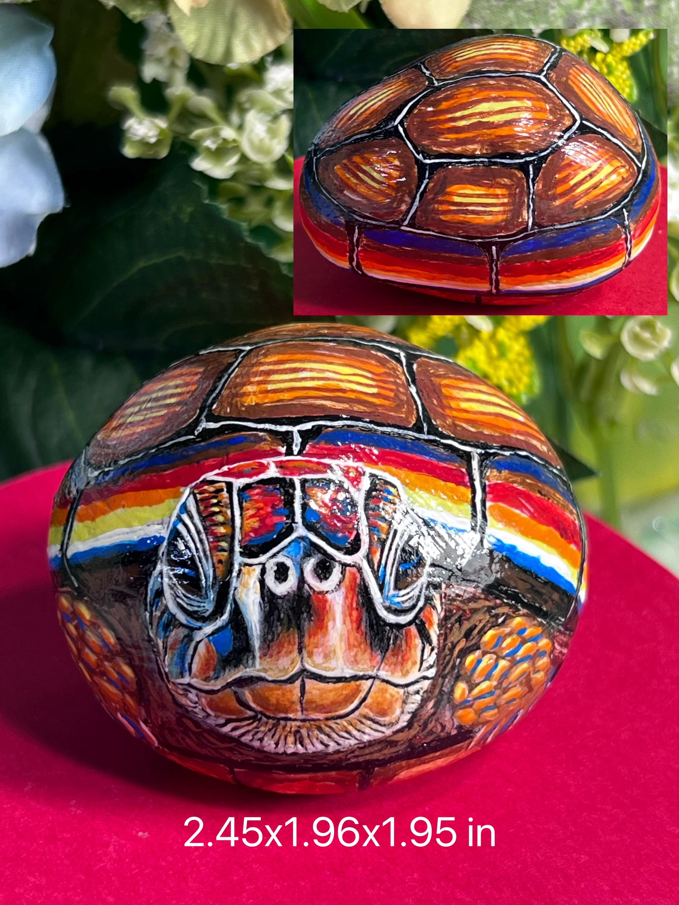 Hand-painted Turtle Rock: Acrylic Art, Unique Paperweight - Etsy