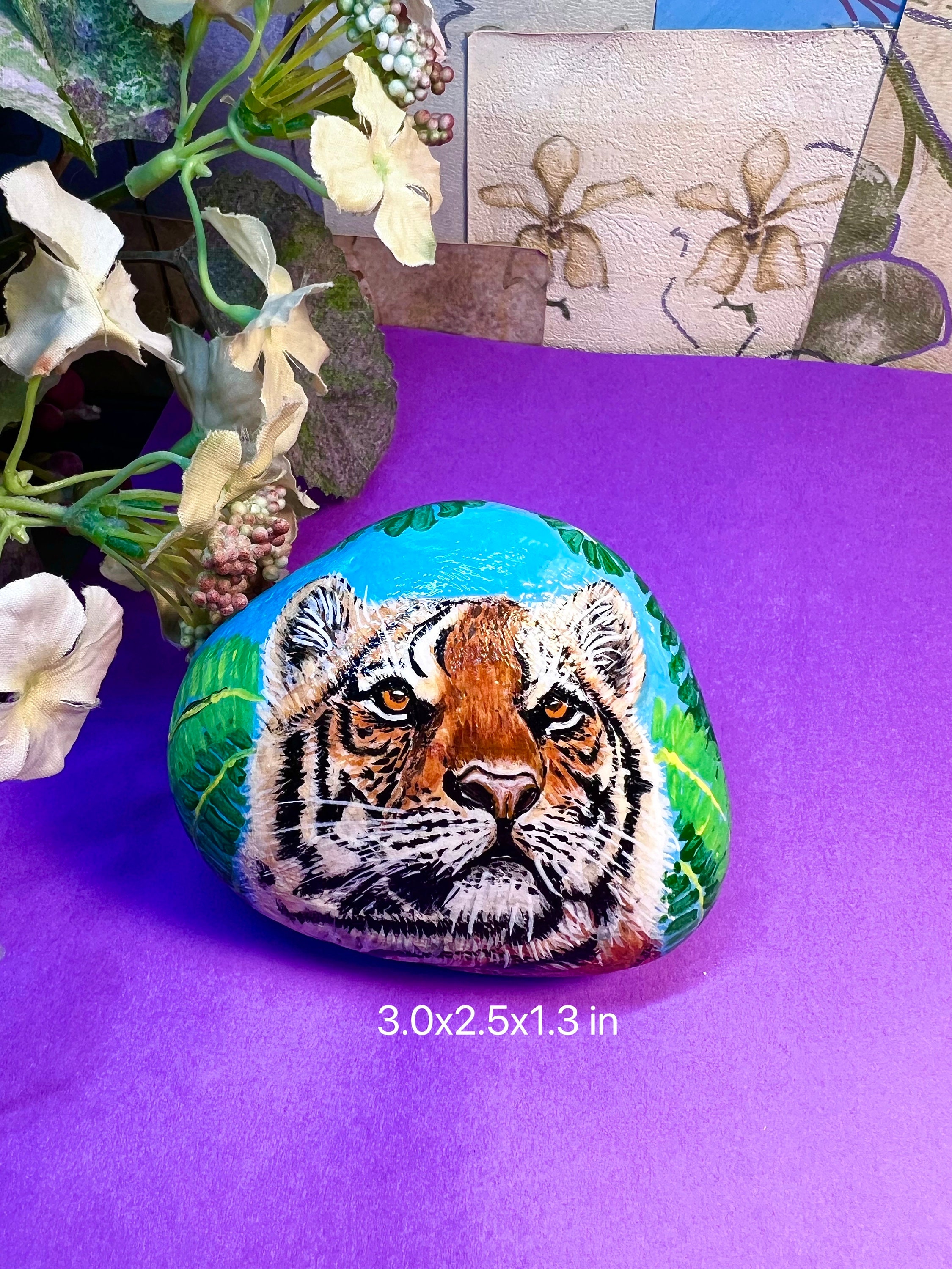 Tiger Painted Rock. Tiger is a Symbol of Auspiciousness and Bravery - Etsy