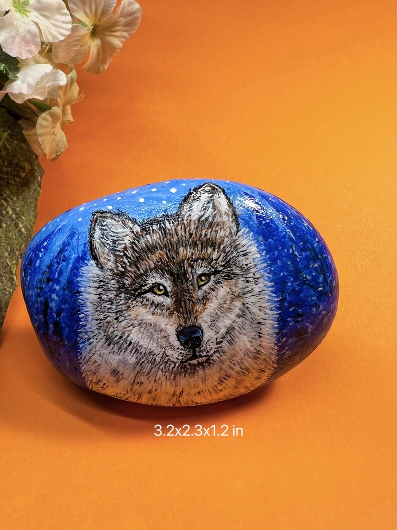 Wolf Painted Rock. the Wolf Symbolizes Extraordinary Strength - Etsy
