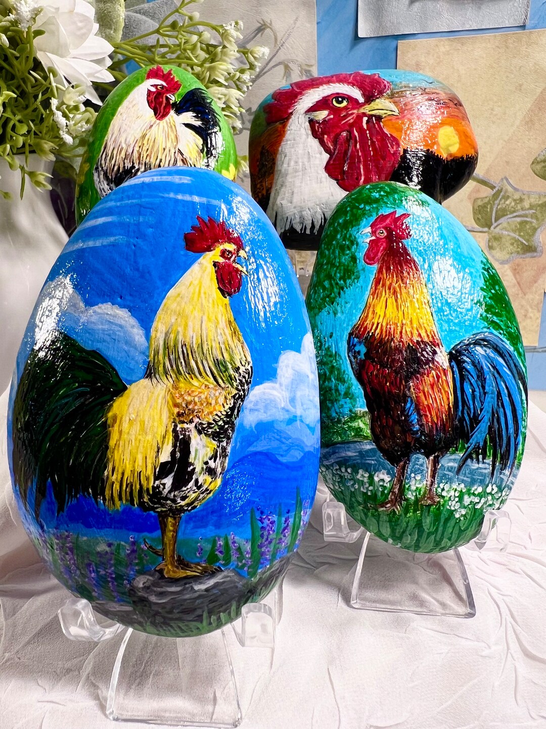 Rooster Painted Rock. the Rooster is a Symbol of Sunshine and ...