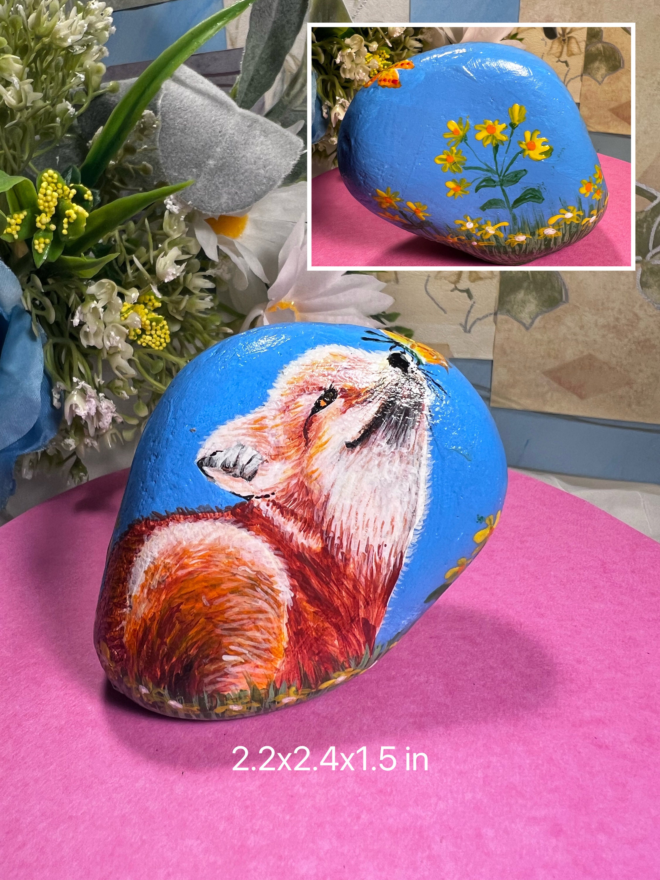 Resting Fox Painted Rock. the Fox is a Symbol of Cleverness - Etsy