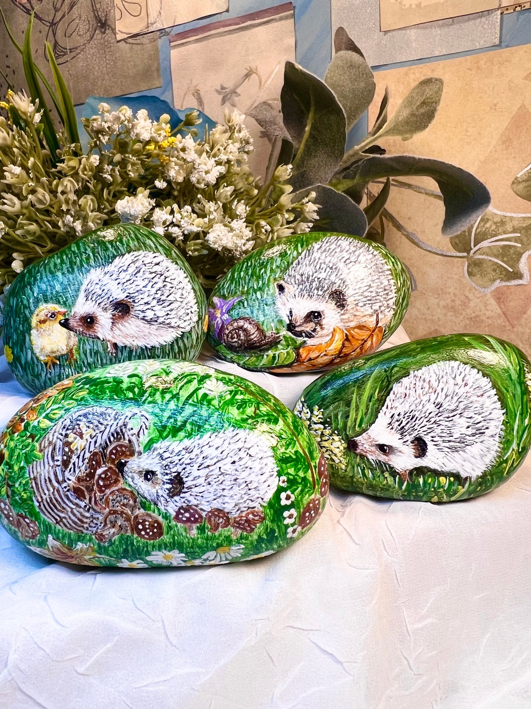 Hedgehog Painted Rock. the Elegance of the Hedgehog is Unique. - Etsy