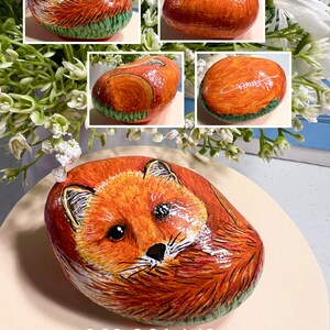 Red Fox Painted Rock. the Fox is a Symbol of Cleverness and Wisdom. - Etsy