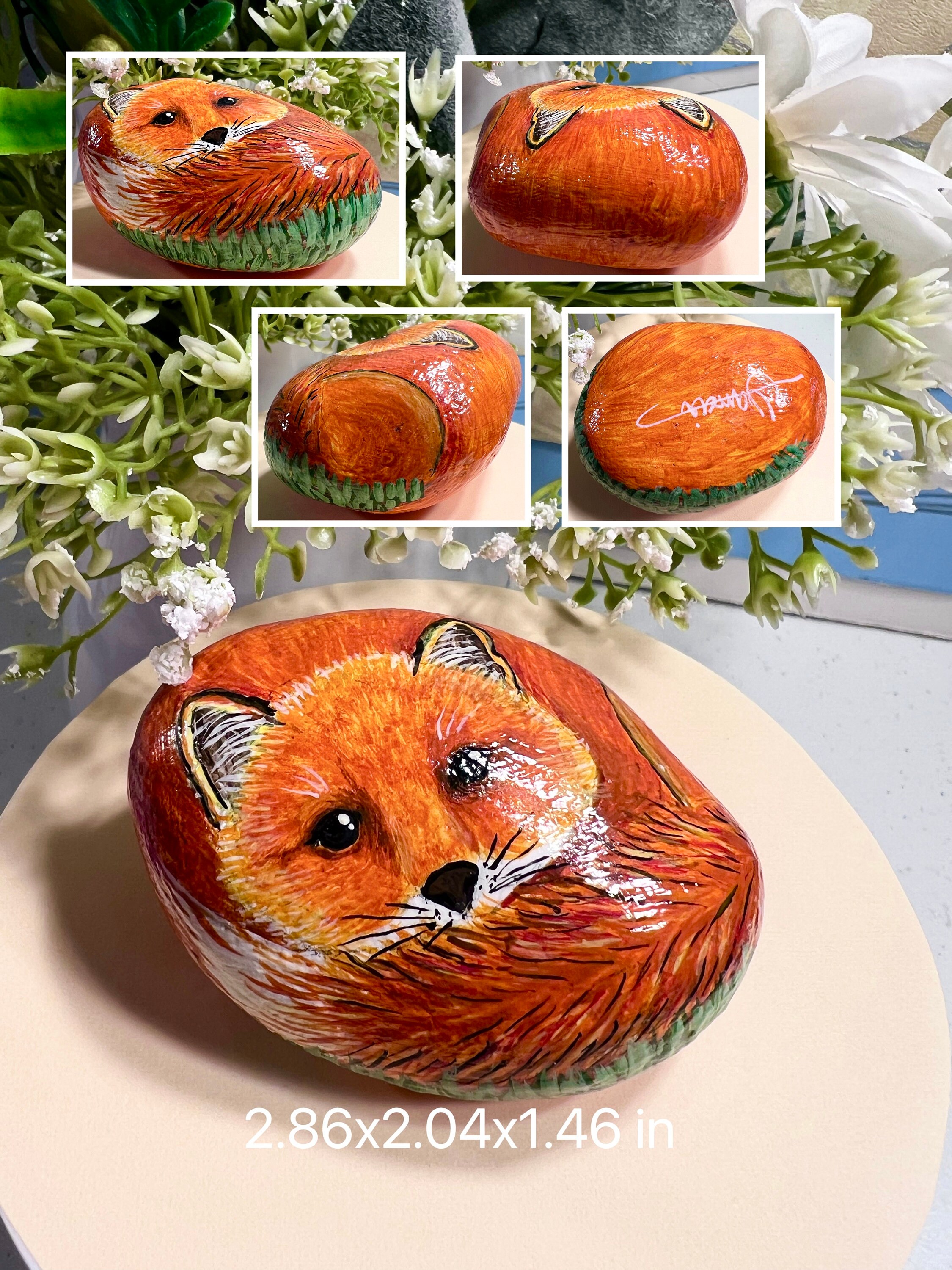 Red Fox Painted Rock. the Fox is a Symbol of Cleverness and - Etsy