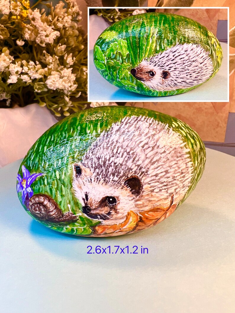 Hedgehog Painted Rock. the Elegance of the Hedgehog is Unique. - Etsy