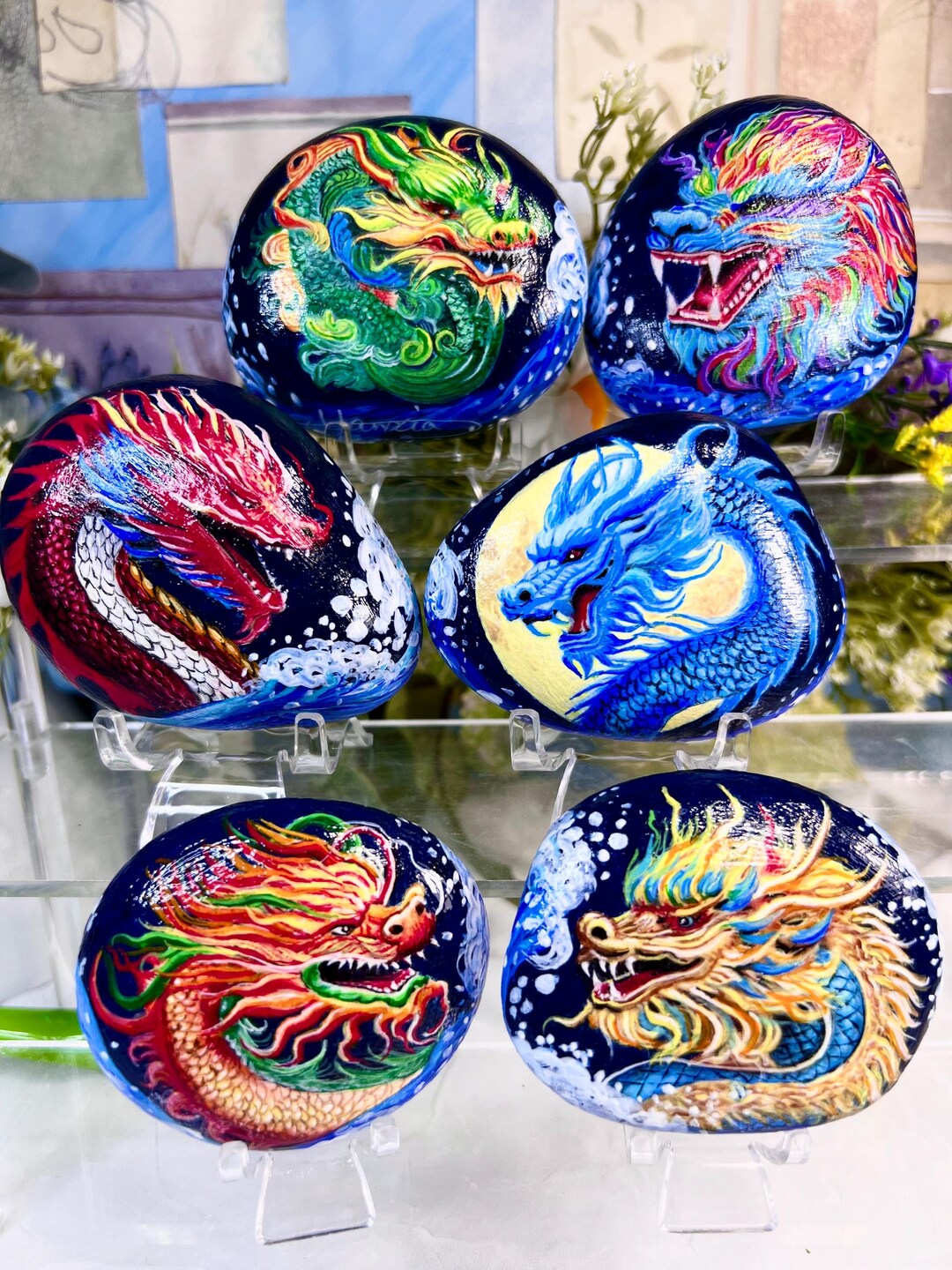 Colorful Dragon Painted Rock - Etsy