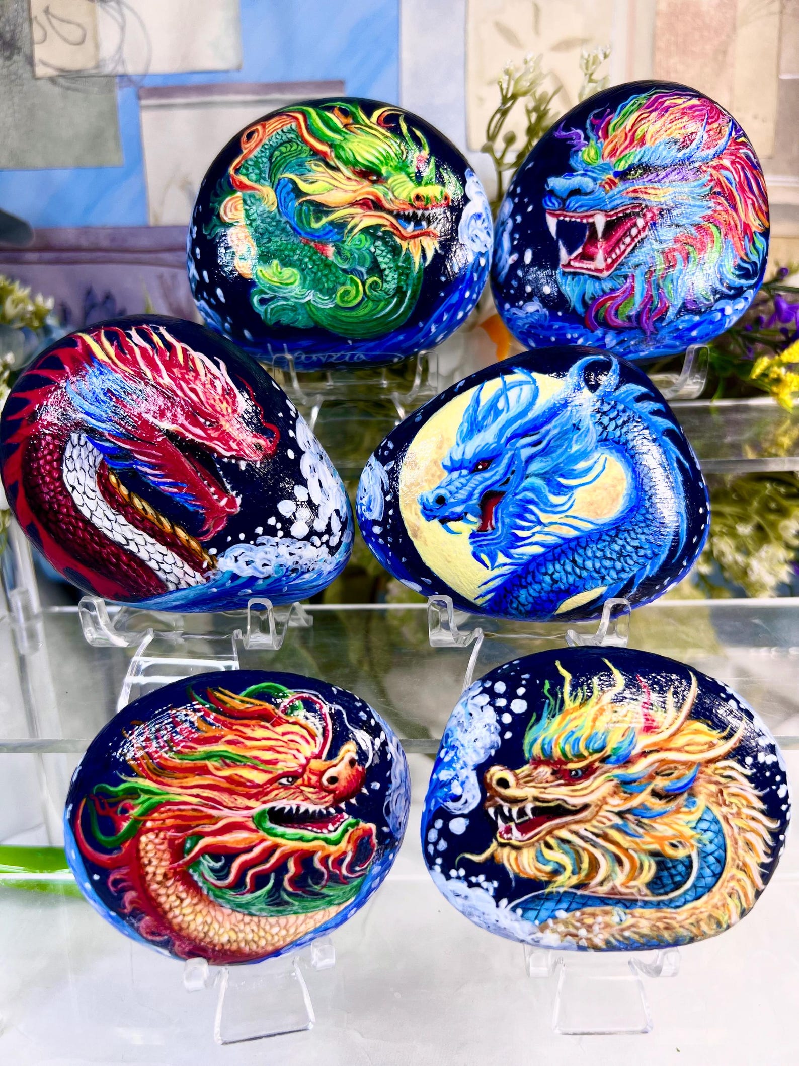 Colorful Dragon Painted Rock - Etsy