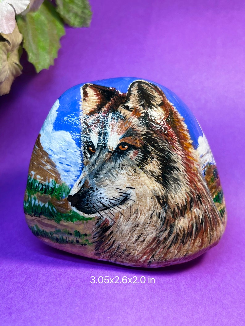 Wolf Painted Rock. the Wolf Symbolizes Extraordinary Strength - Etsy