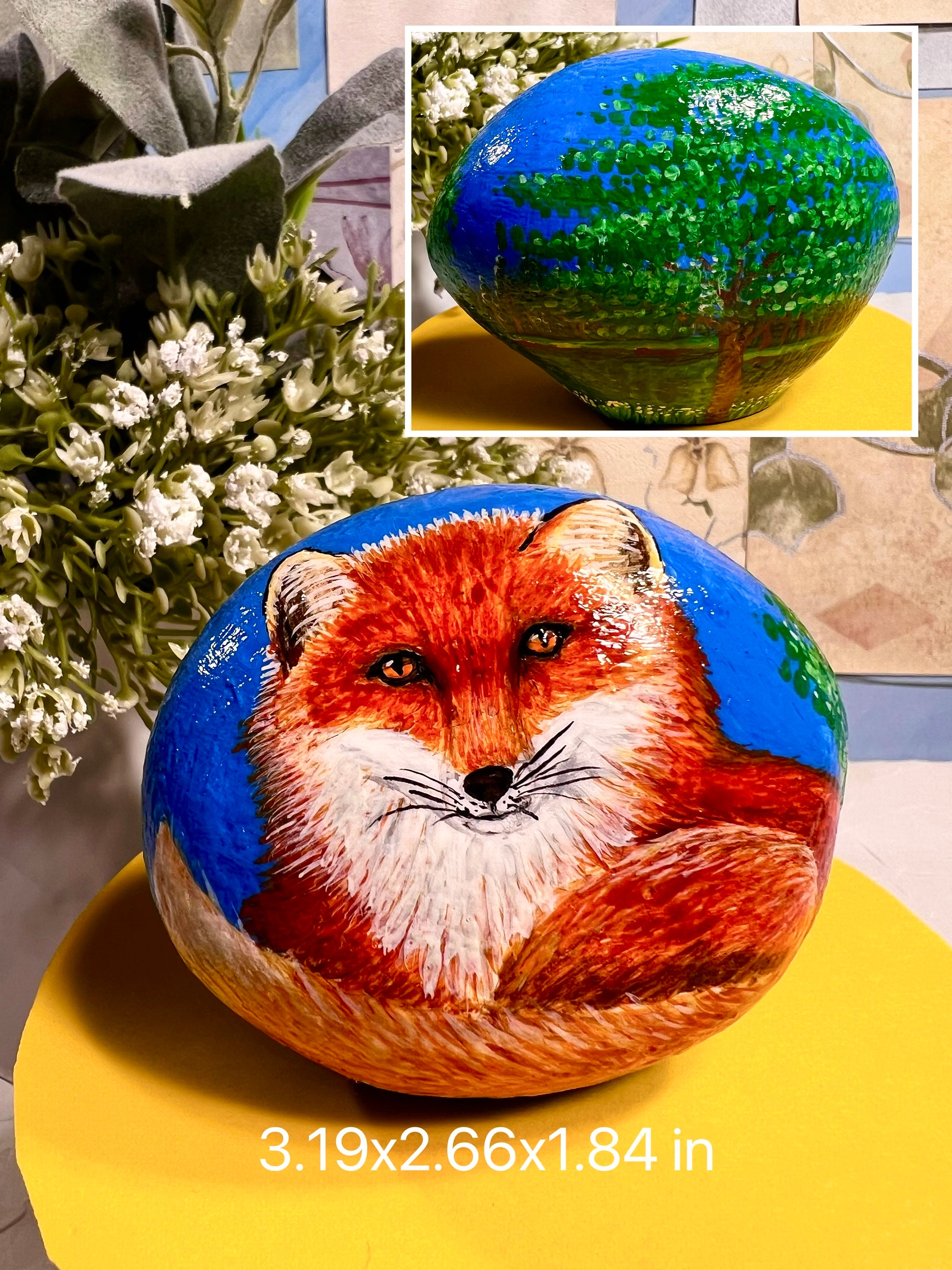 Resting Fox Painted Rock. the Fox is a Symbol of Cleverness and Wisdom ...