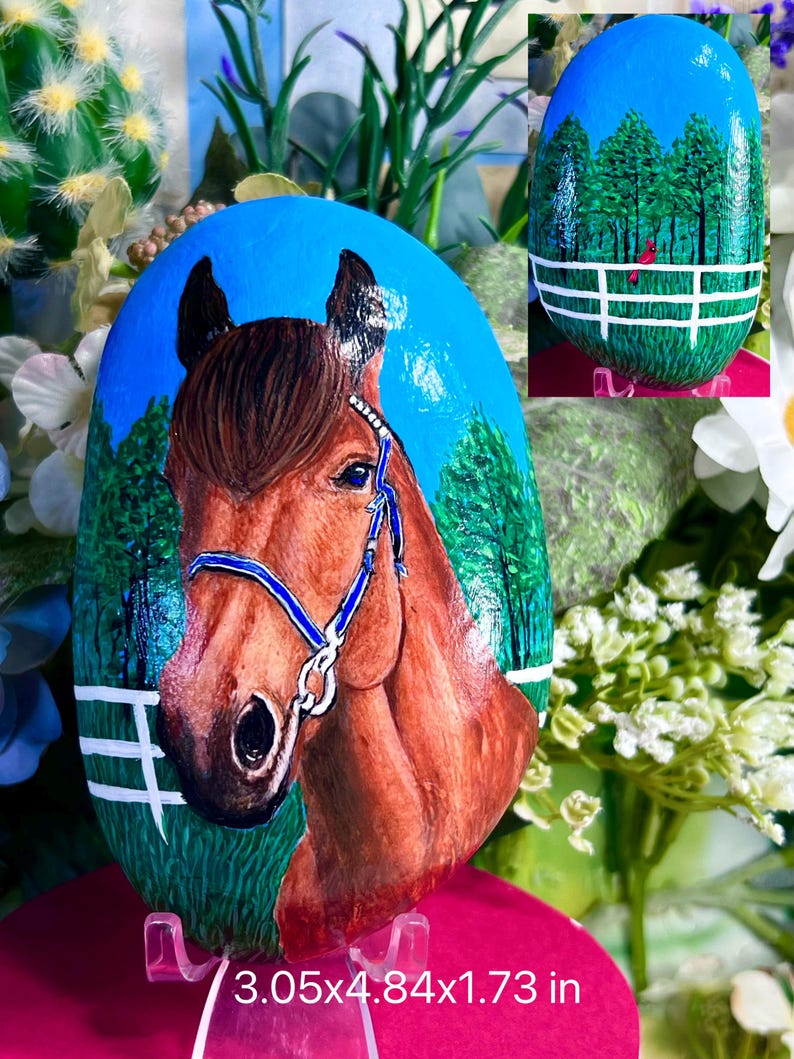 Hand Painted Horse Rock: Acrylic Art Paperweight - Etsy
