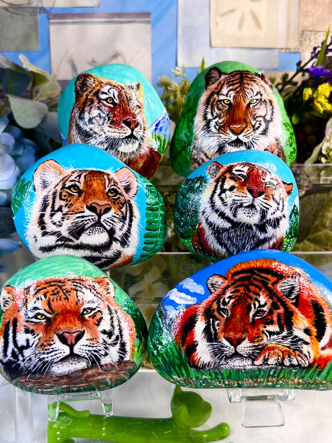 Tiger Painted Rock. Tiger is a Symbol of Auspiciousness and Bravery - Etsy