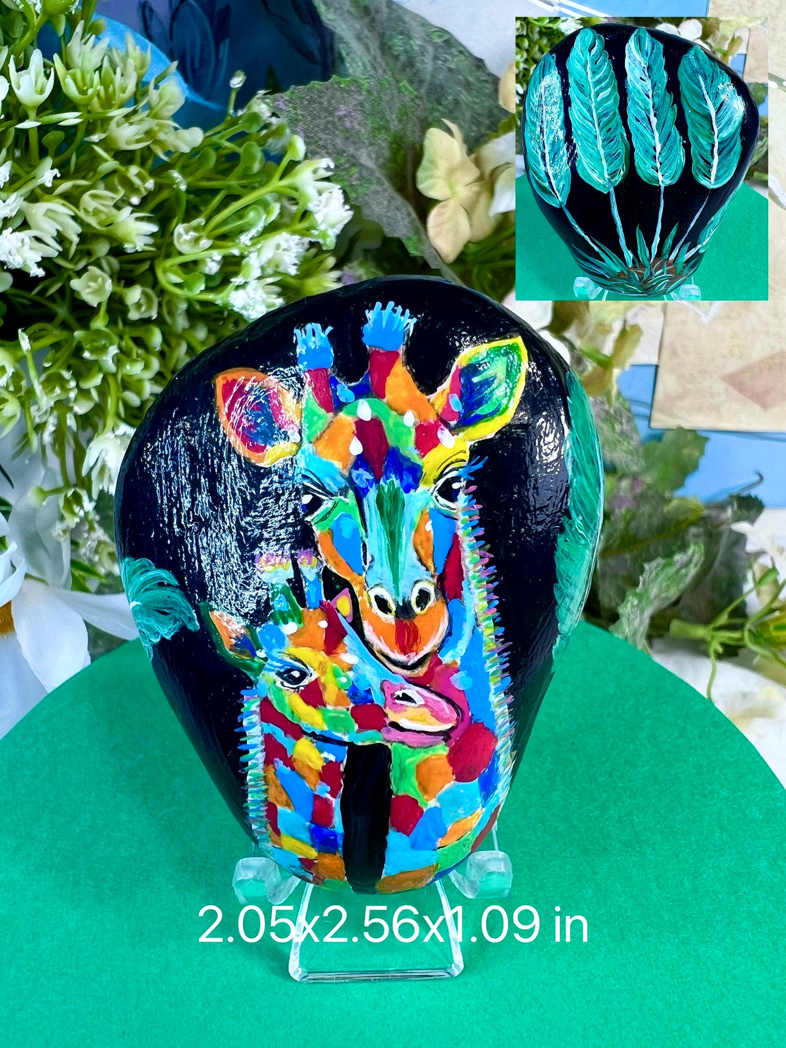 Colorful Giraffe Painted Rock. Beautiful, Graceful and Impressive, Will ...