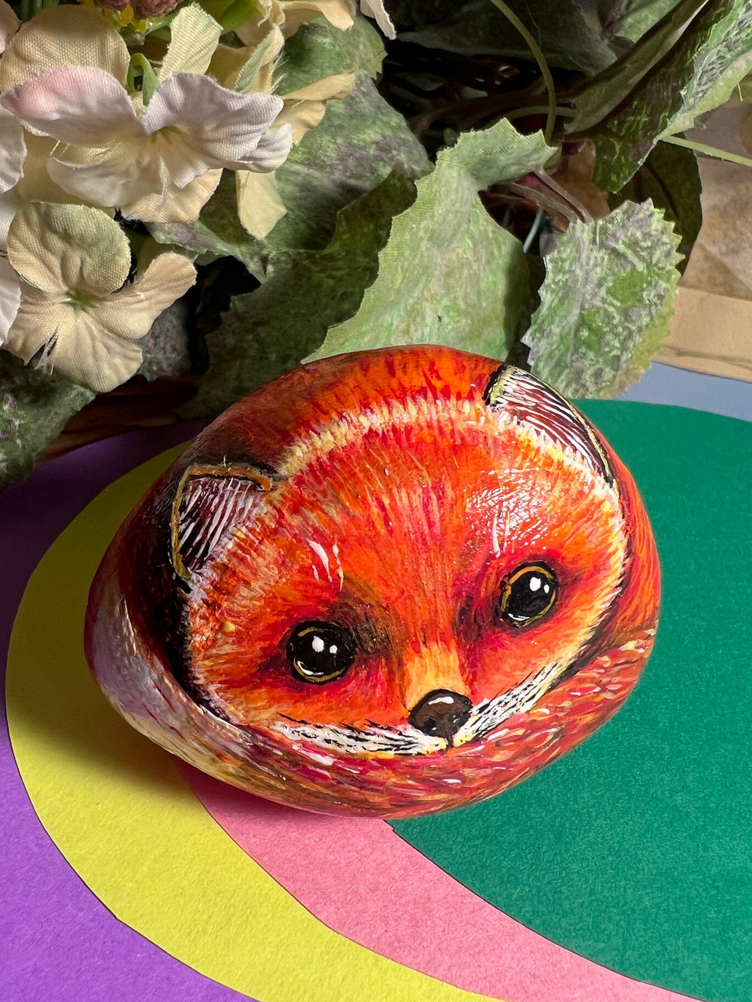 Red Fox Painted Rock. the Fox is a Symbol of Cleverness and - Etsy