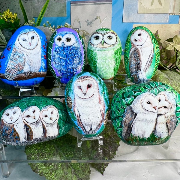 Painted Owl Rocks - Etsy