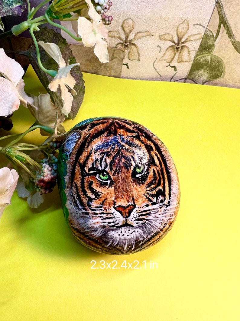 Tiger Painted Rock. Tiger is a Symbol of Auspiciousness and Bravery - Etsy