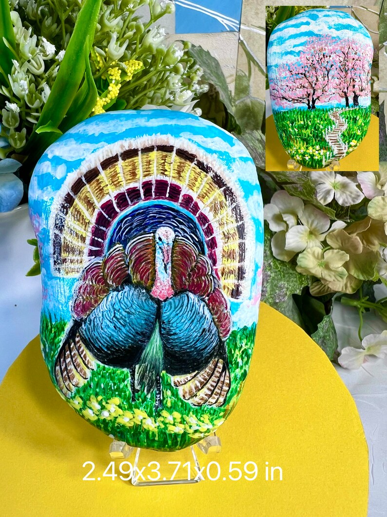 Turkey Painted Rock. A Turkey With Its Tail Spread is Very Beautiful ...