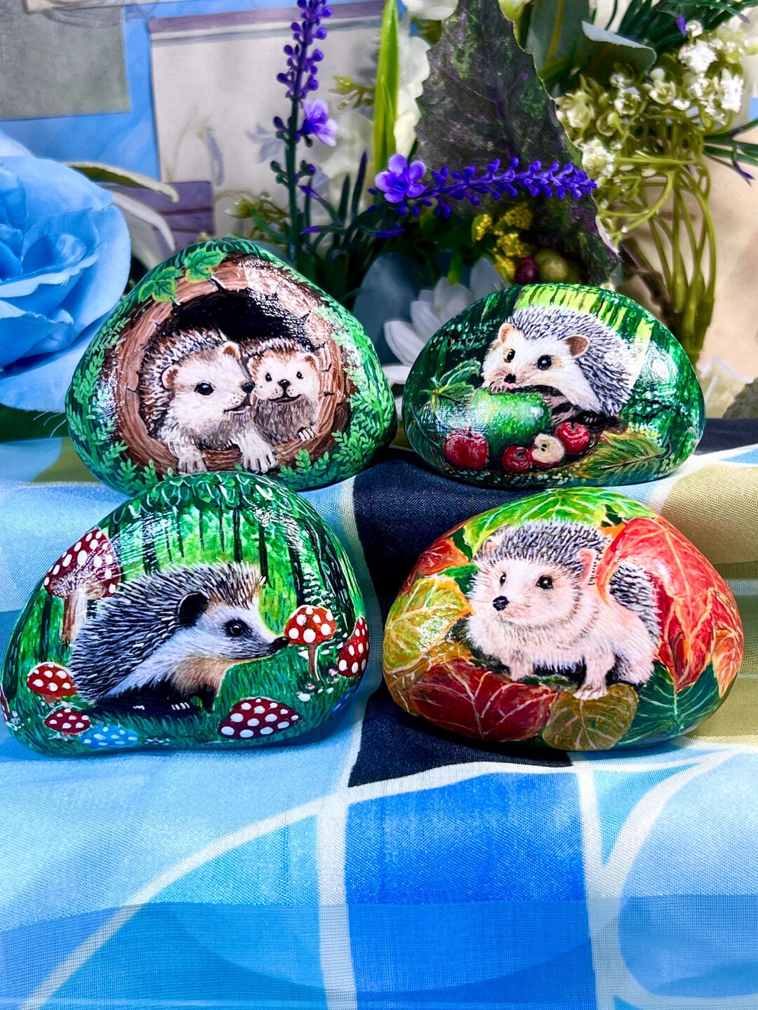 Hedgehog Painted Rock. the Elegance of the Hedgehog is Unique. - Etsy
