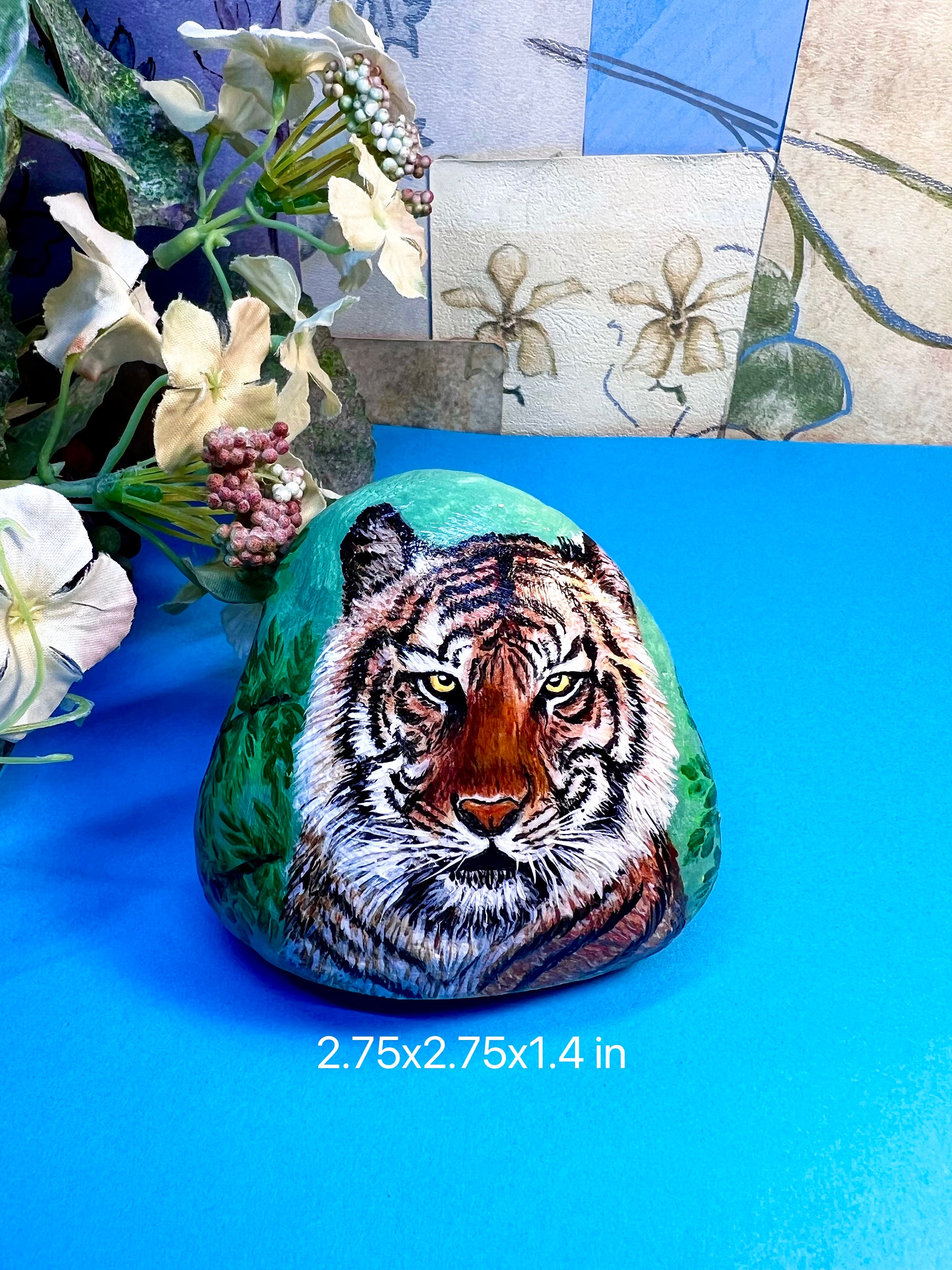Tiger Painted Rock. Tiger is a Symbol of Auspiciousness and Bravery - Etsy