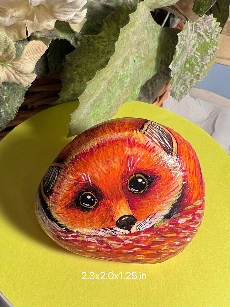 Red Fox Painted Rock. the Fox is a Symbol of Cleverness and - Etsy