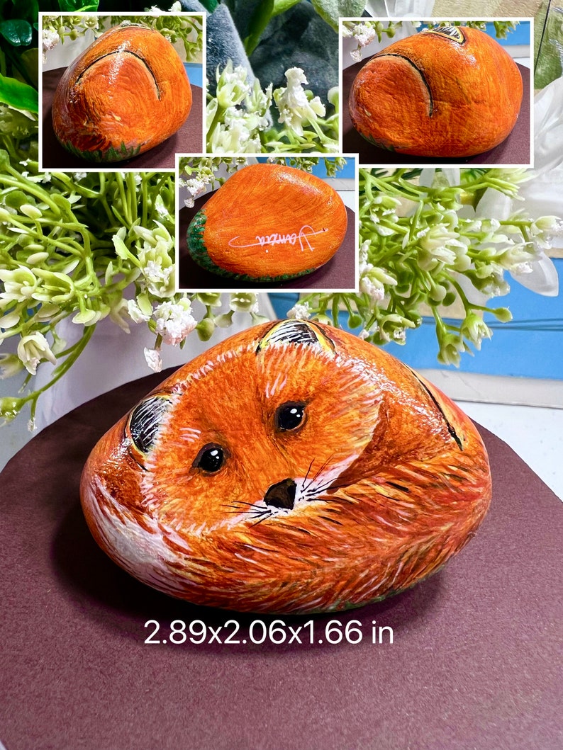 Red Fox Painted Rock. the Fox is a Symbol of Cleverness and Wisdom. - Etsy