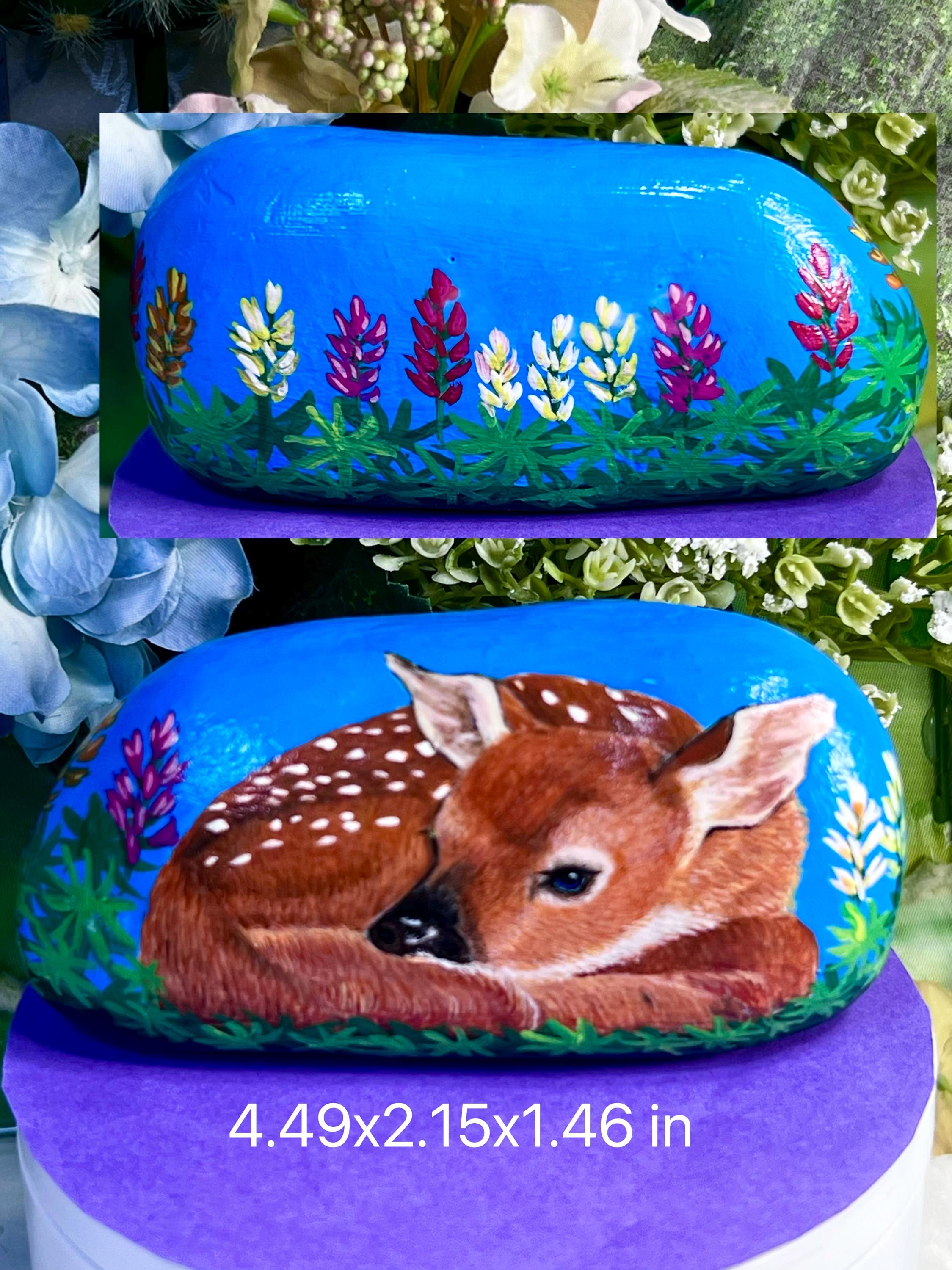 Hand-painted Deer Rock: Wildlife Art, Nature Lover Gift - Etsy