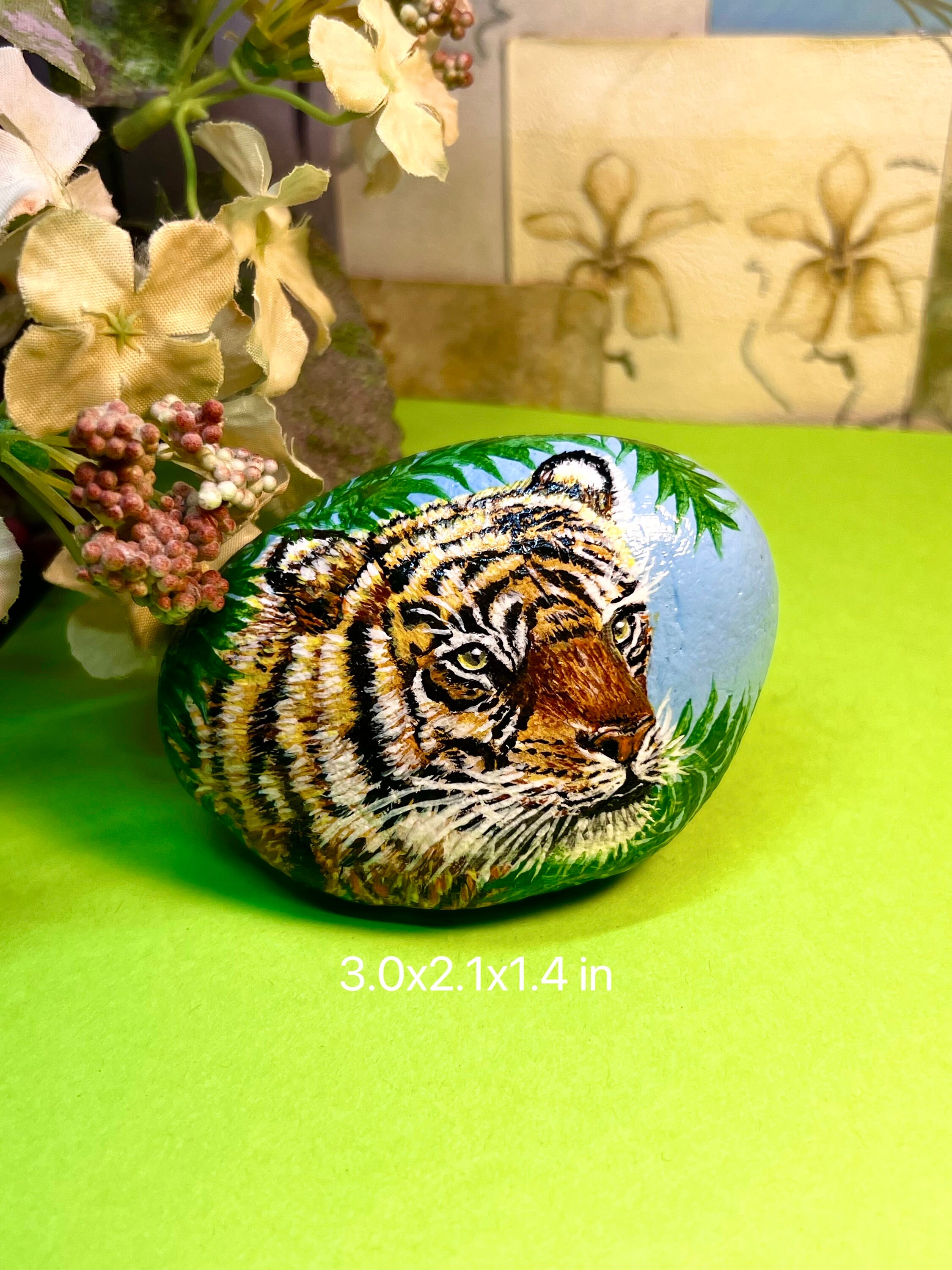 Tiger Painted Rock. Tiger is a Symbol of Auspiciousness and Bravery - Etsy