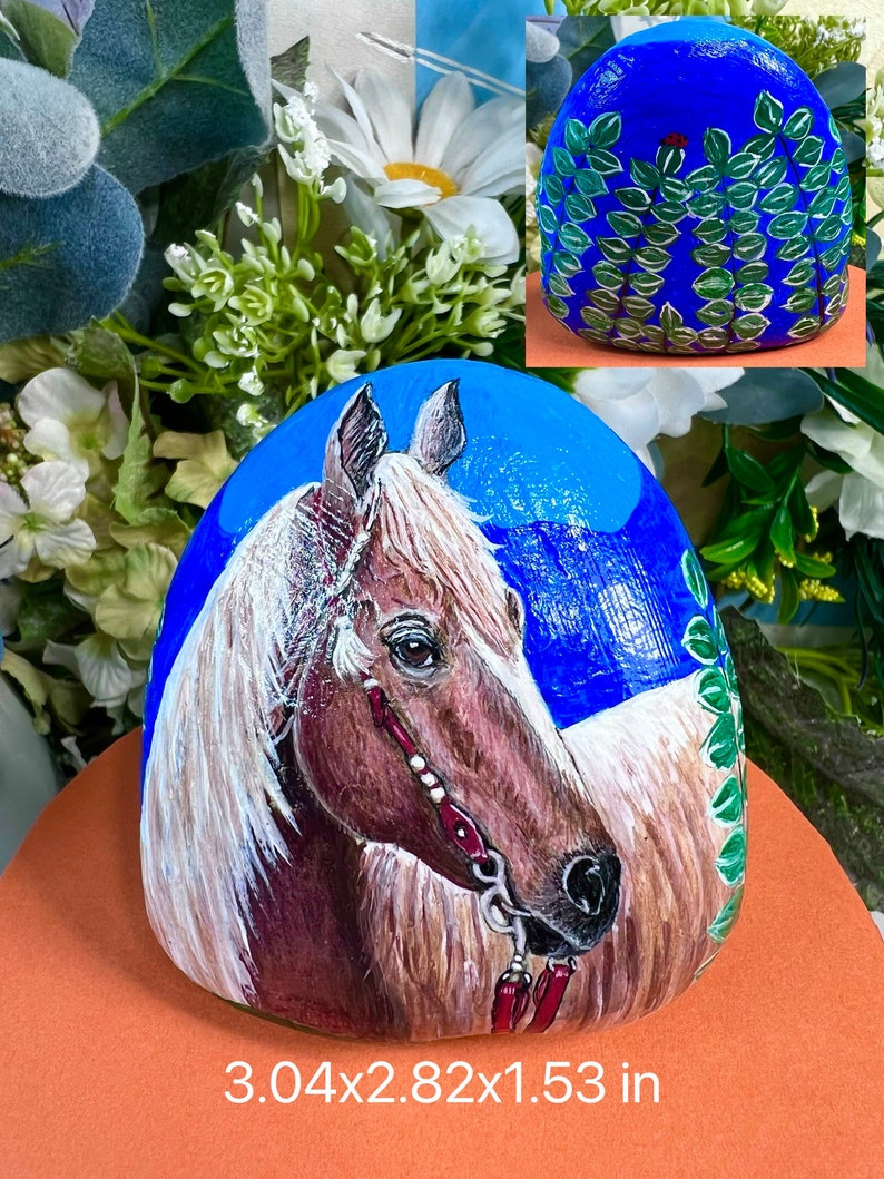 Hand Painted Horse Rock: Acrylic Art Paperweight - Etsy