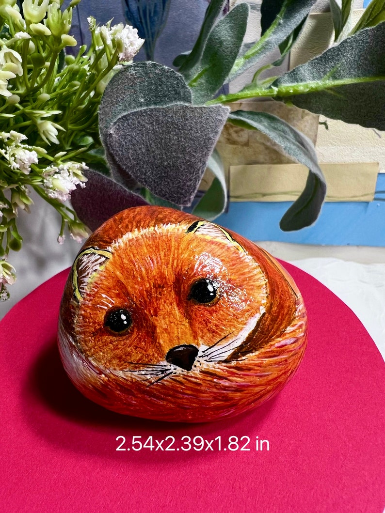 Red Fox Painted Rock. the Fox is a Symbol of Cleverness and Wisdom. - Etsy