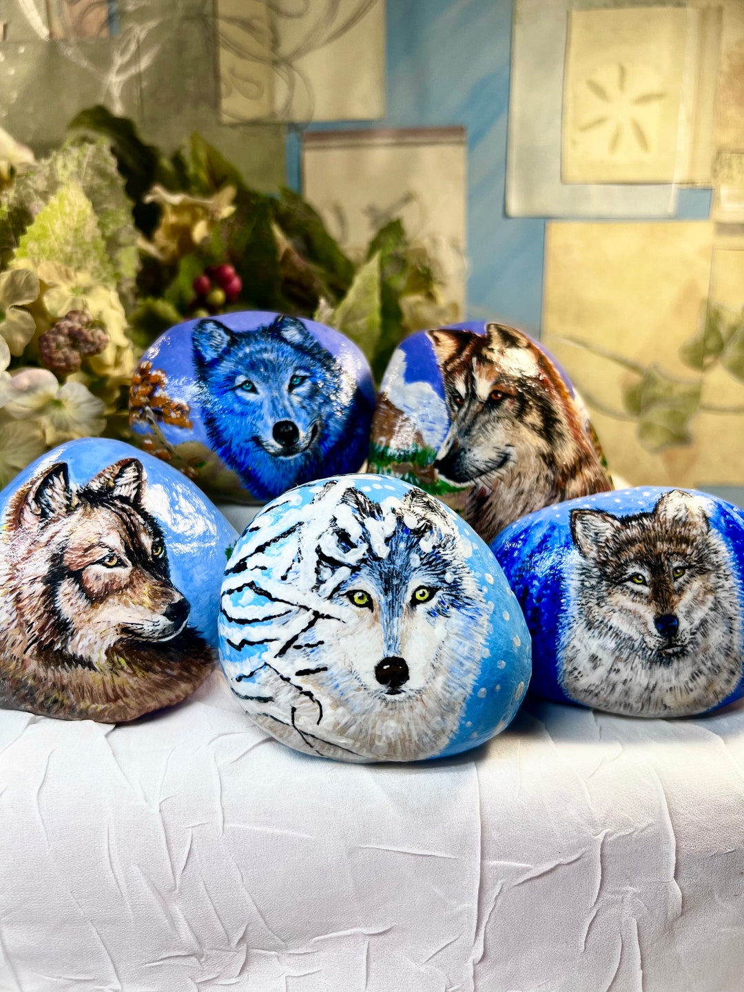 Wolf Painted Rock. the Wolf Symbolizes Extraordinary Strength - Etsy