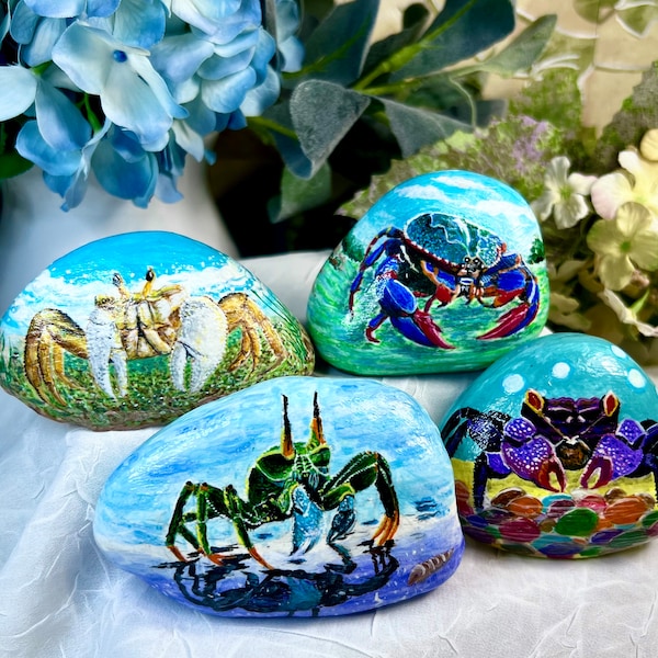 Crab Painted Rock - Etsy