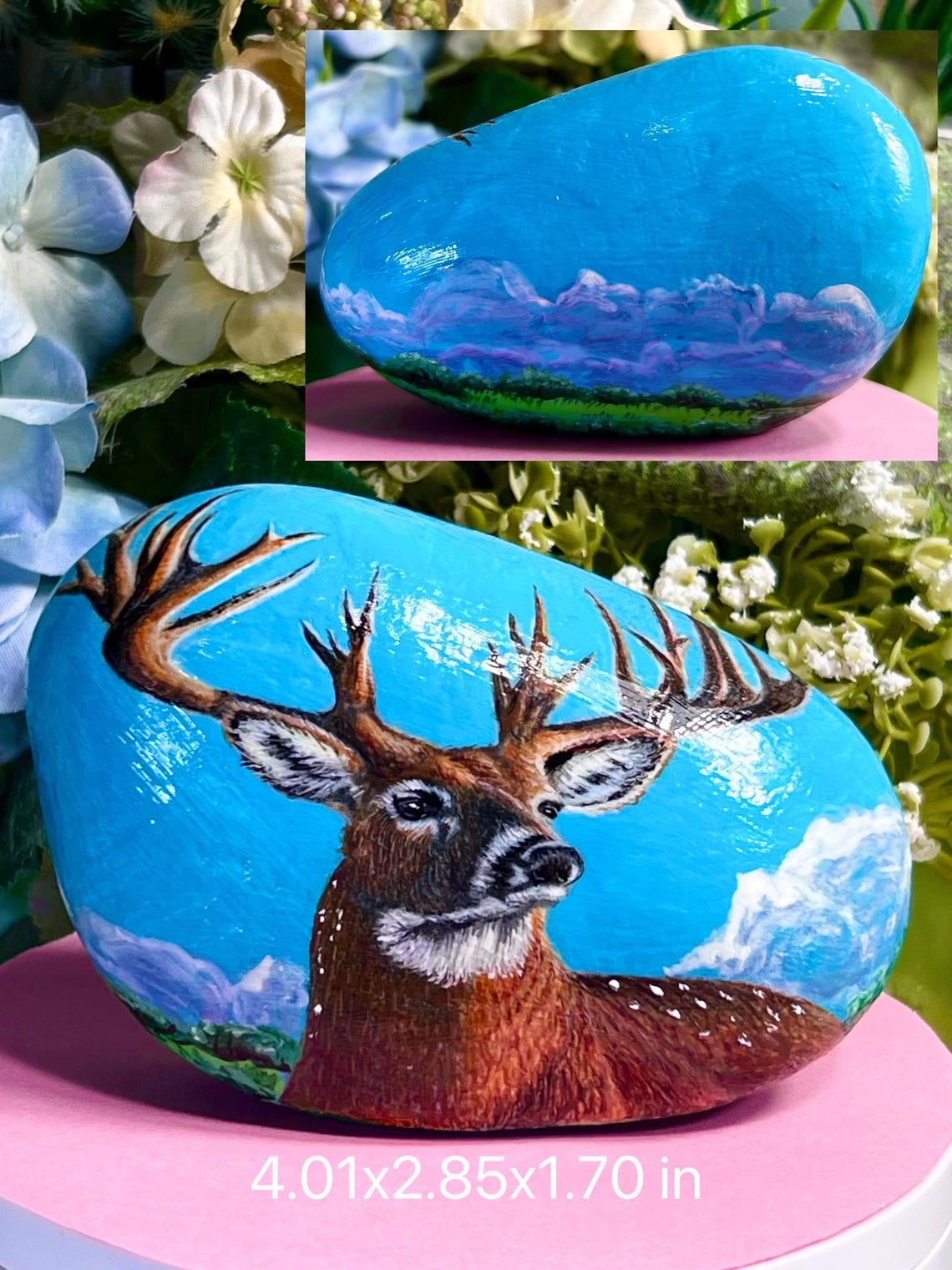 Hand-painted Deer Rock: Wildlife Art, Nature Lover Gift - Etsy