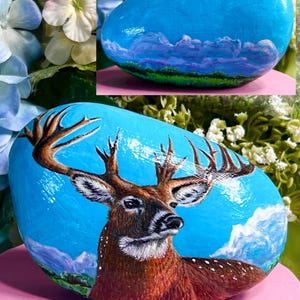 Hand-painted Deer Rock: Wildlife Art, Nature Lover Gift - Etsy