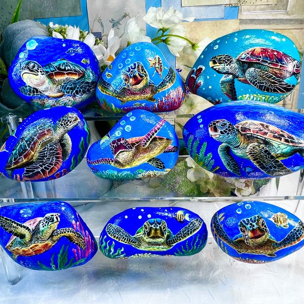 Painted Turtle Rock - Etsy